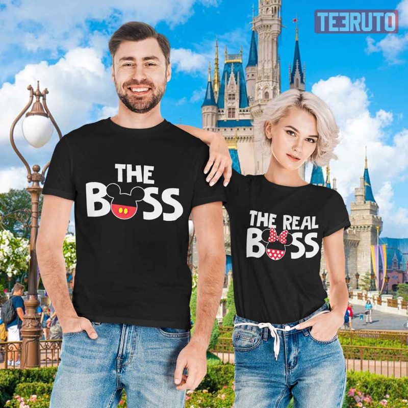 Mickey Minnie Mouse The Boss And The Real Boss Couple Matching T-Shirt ...