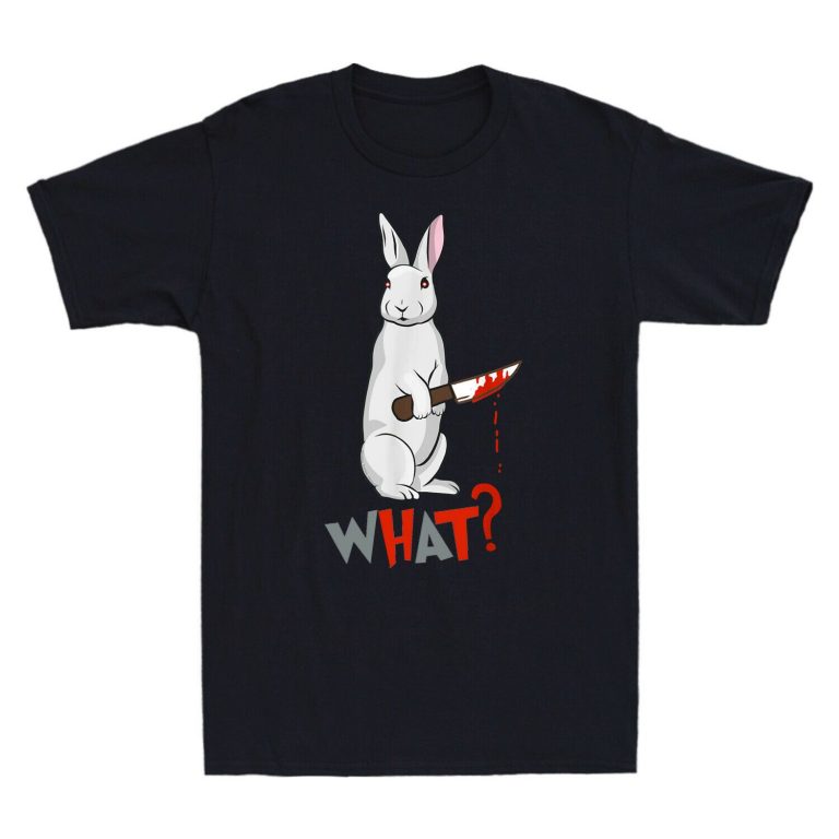 What Funny Scary Eyed Killer Bunny Rabbit With Knife Unisex T-Shirt ...