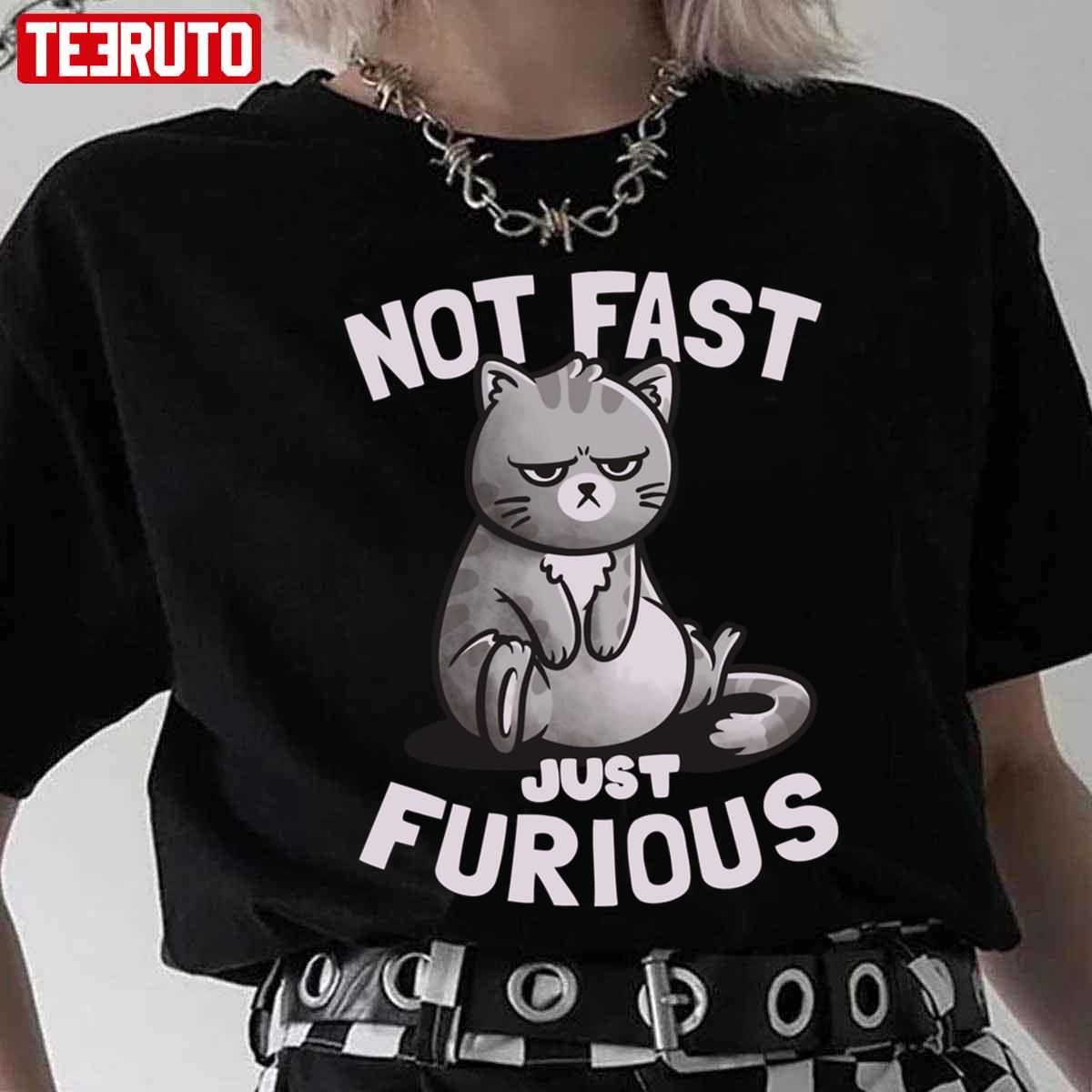 Not Fast Just Furious Cute Funny Cat Unisex T-Shirt - Teeruto