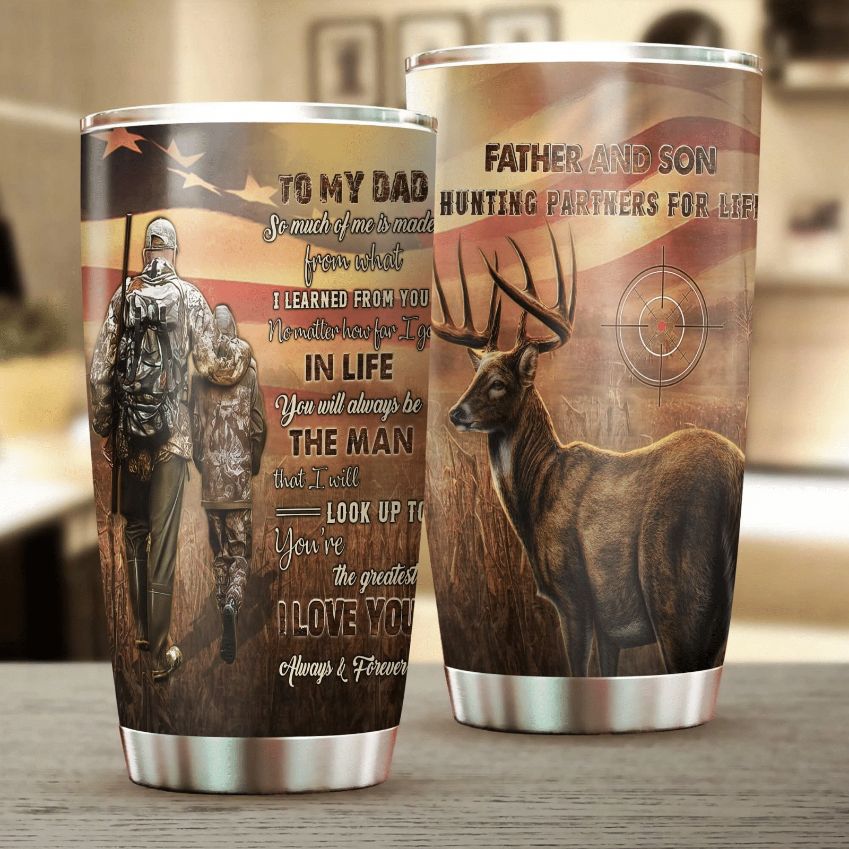 Father And Son Hunting Stainless Steel Cup Tumbler - Teeruto