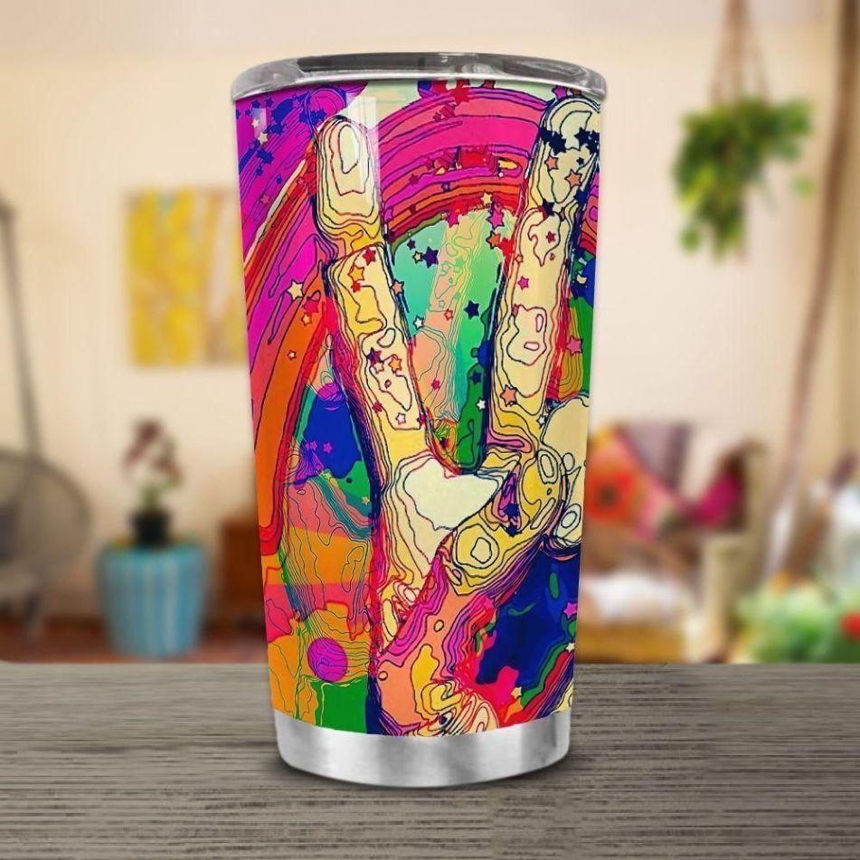 Hippie Peace Color Stainless Steel Cup Tumbler - Teeruto