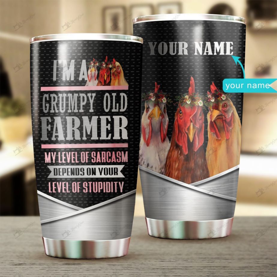 Personalized Chicken Iam Grumpy Old Farmer Tumbler - Teeruto