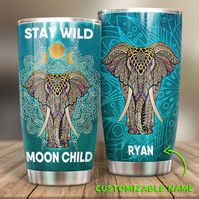 Personalized Stay Wild Moon Child Mandala Tumbler - Teeruto