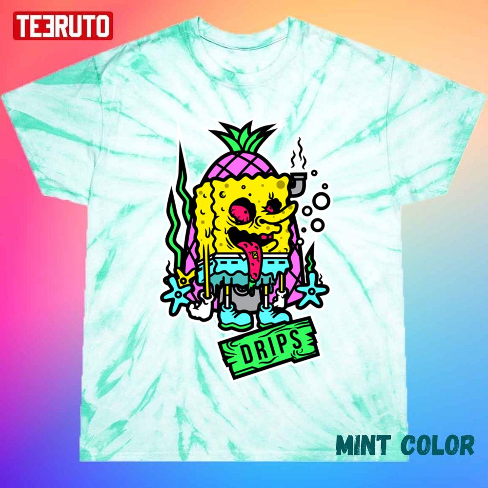 Spongebob Drips 420 Art Unisex Tie Dye T-Shirt - Teeruto