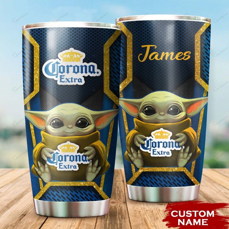 Corona Baby Yoda Custom Name 999 Gift For Lover Day Travel Tumbler ...