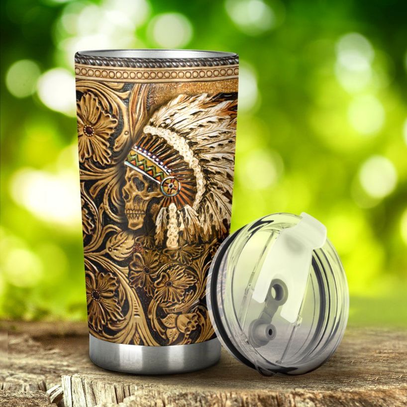 Native American Leather Pattern Print Gift For Lover Day Travel Tumbler ...