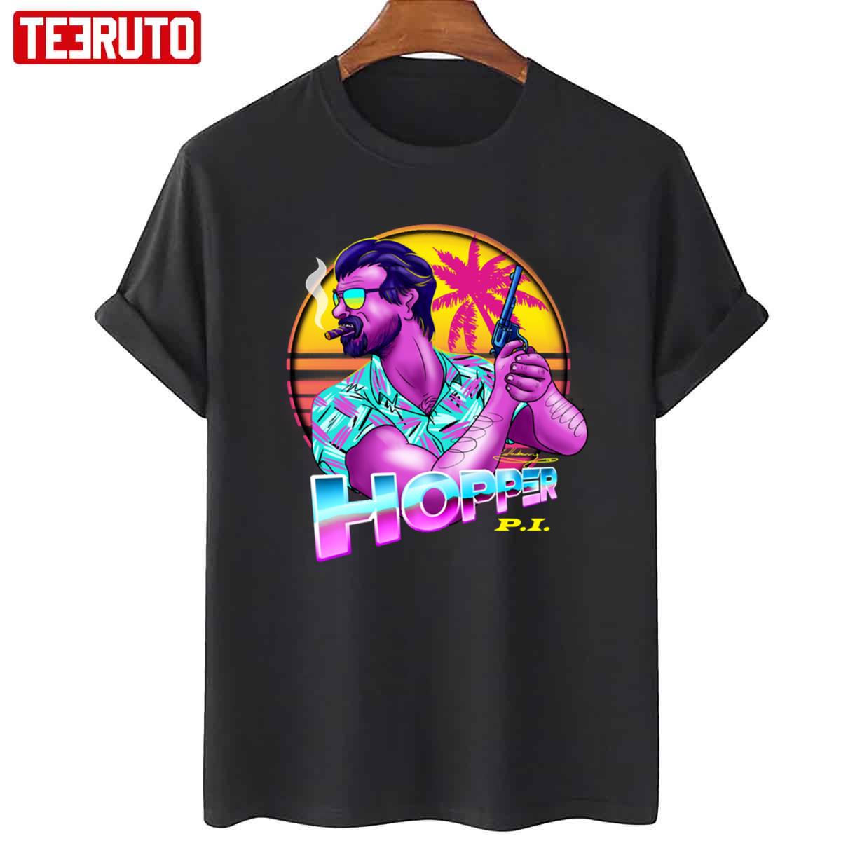 Hopper Pi Stranger Things Retro Fanart Unisex T-Shirt - Teeruto