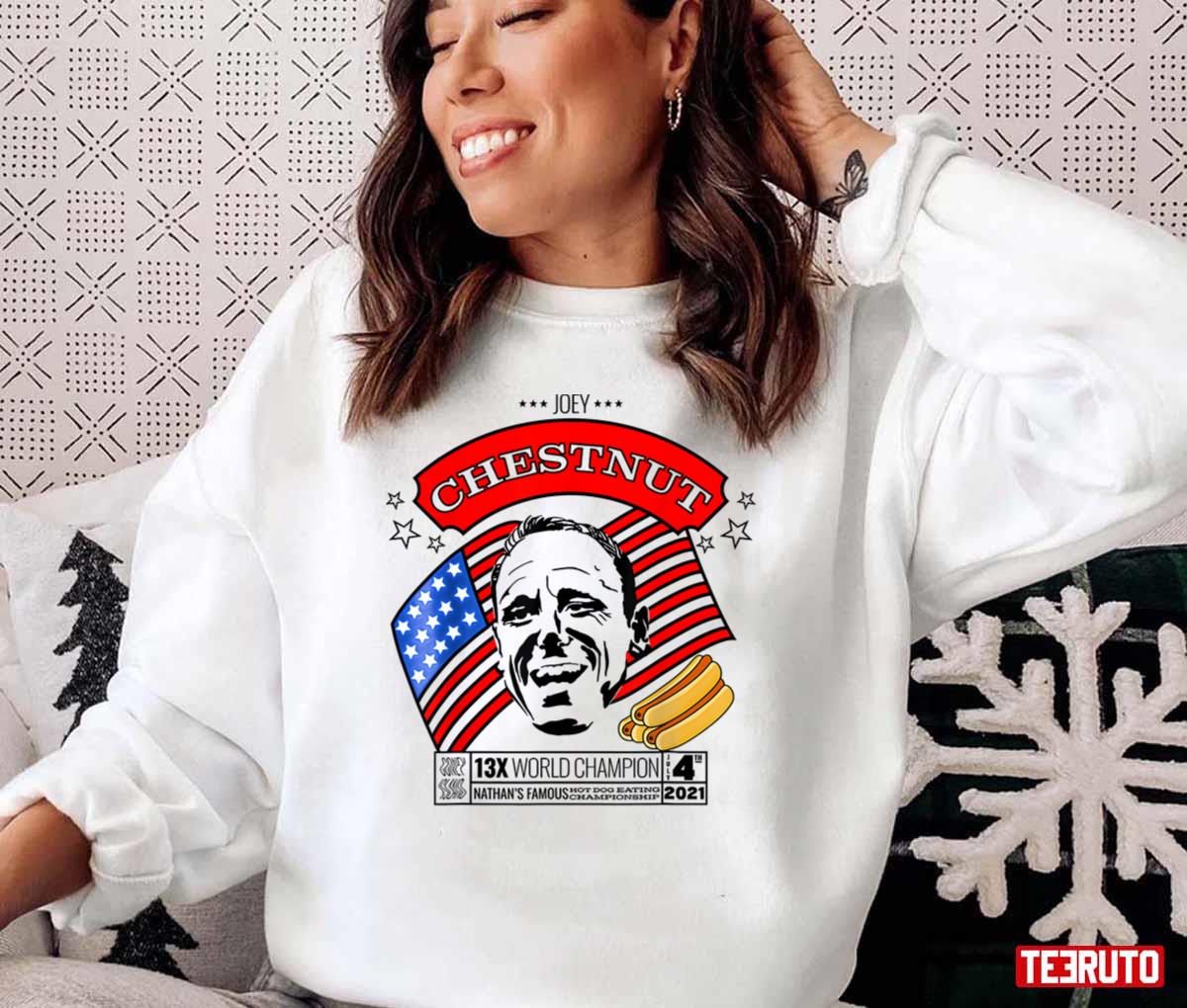 Joey Chestnut Nathans Hot Dog Eating Fourth Of July 2021 Unisex T-Shirt ...
