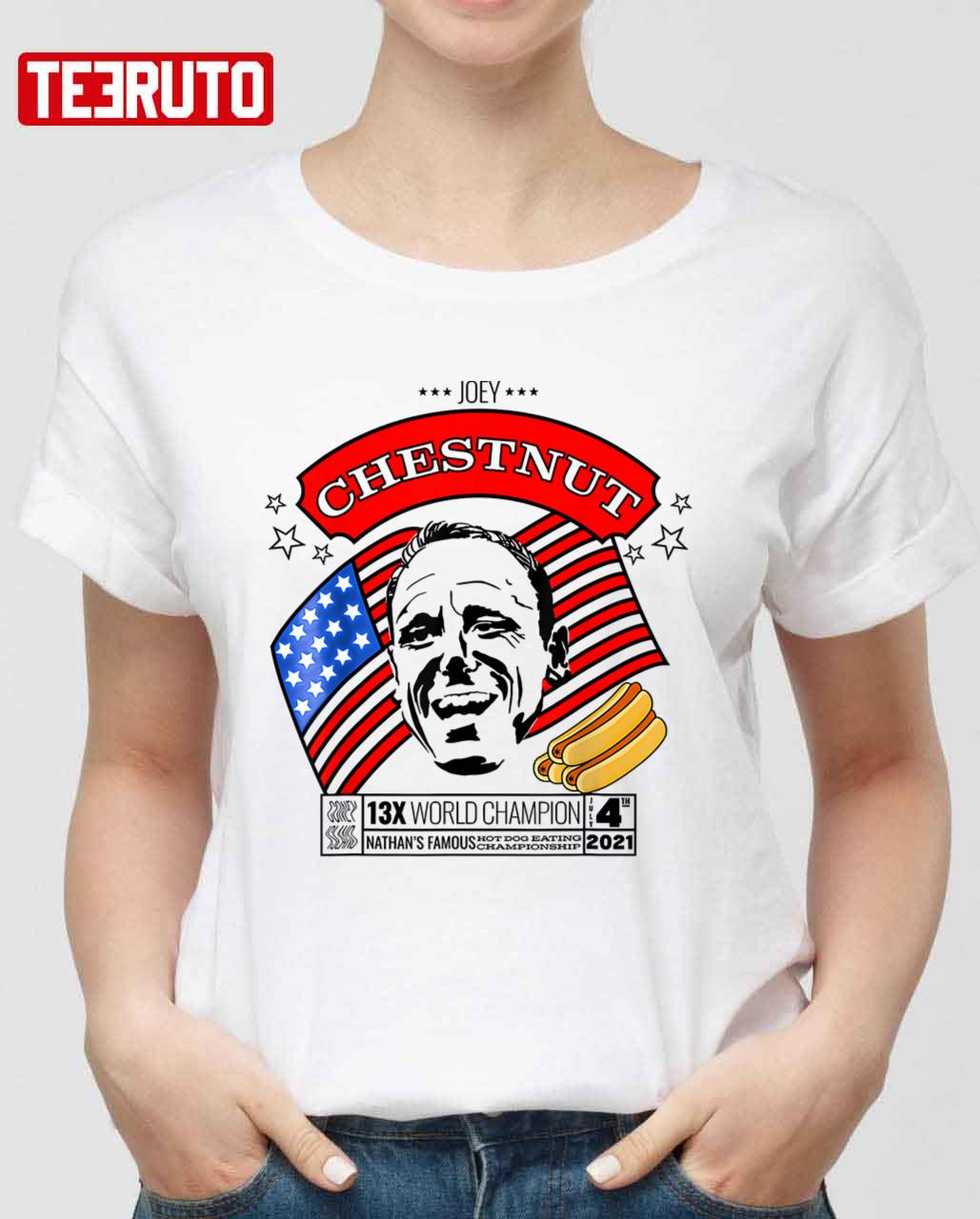 Joey Chestnut Nathans Hot Dog Eating Fourth Of July 2021 Unisex T-Shirt ...