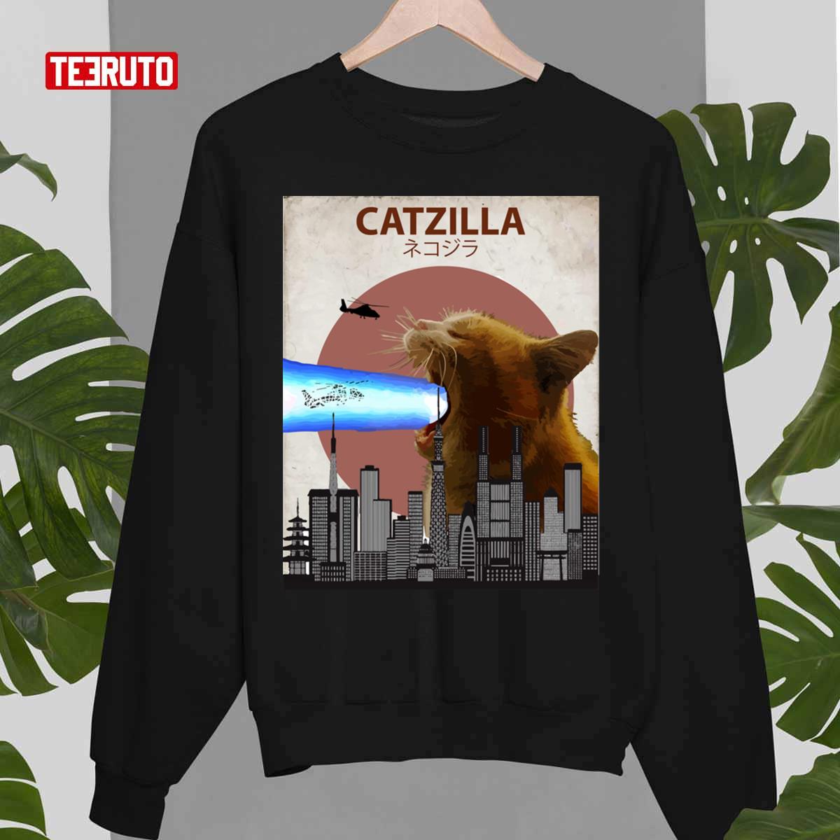 Catzilla Giant Cat With Mouth Lasers Unisex T-Shirt - Teeruto