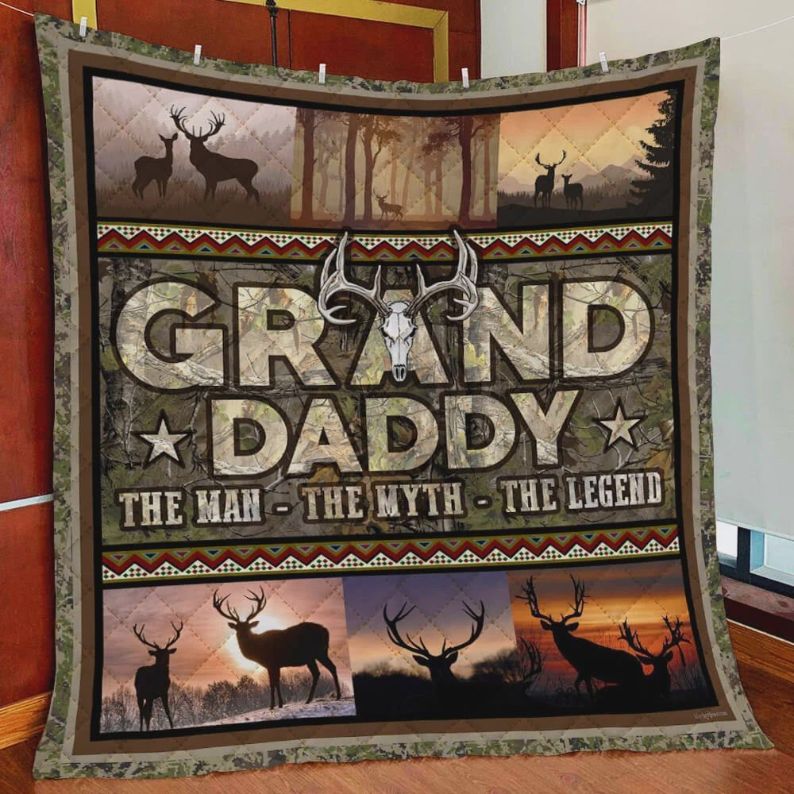 Deer Grand Daddy The Man The Myth The Legend Quilt Blanket - Teeruto