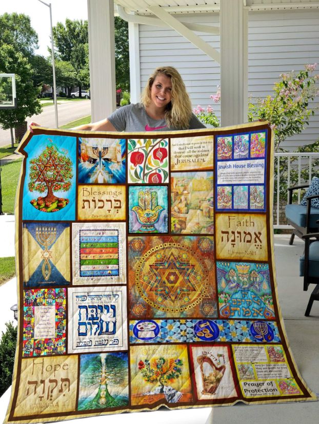 Jewish Blessings Art Quotes Quilt Blanket - Teeruto