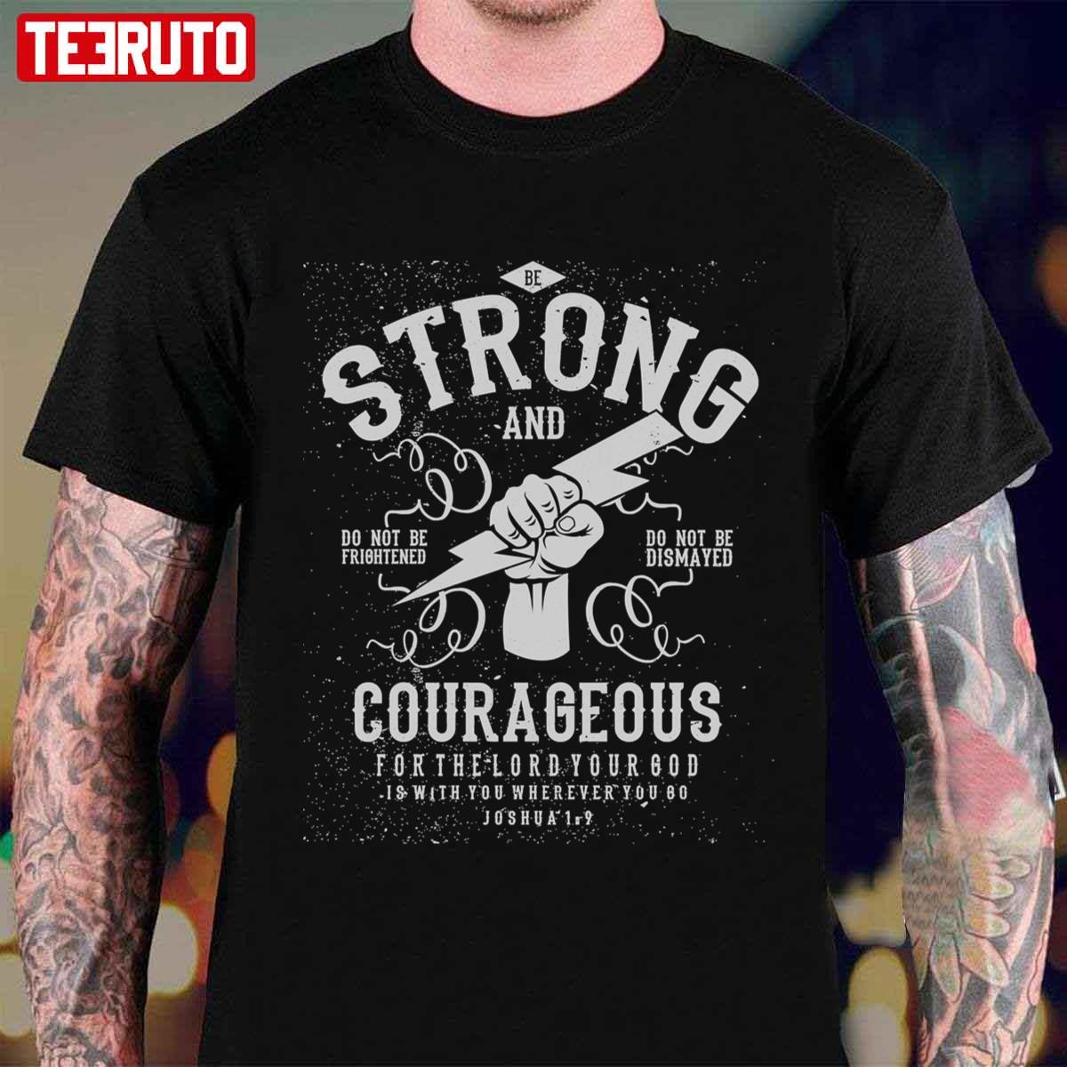 Joshua 19 Be Strong And Courageous Distressed Christian Bible Verse ...