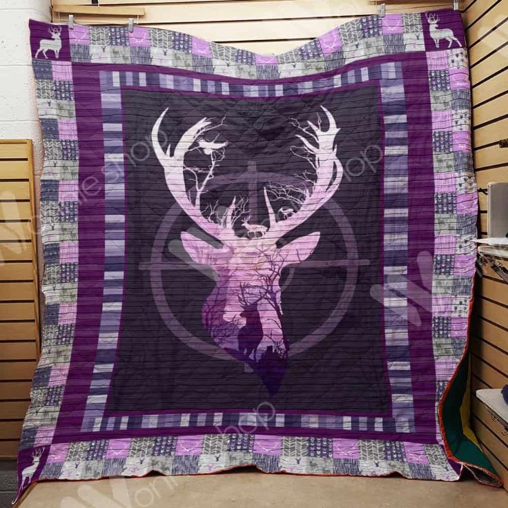 Purple Gradient Hunting Deer Hunting Lo Quilt Blanket - Teeruto