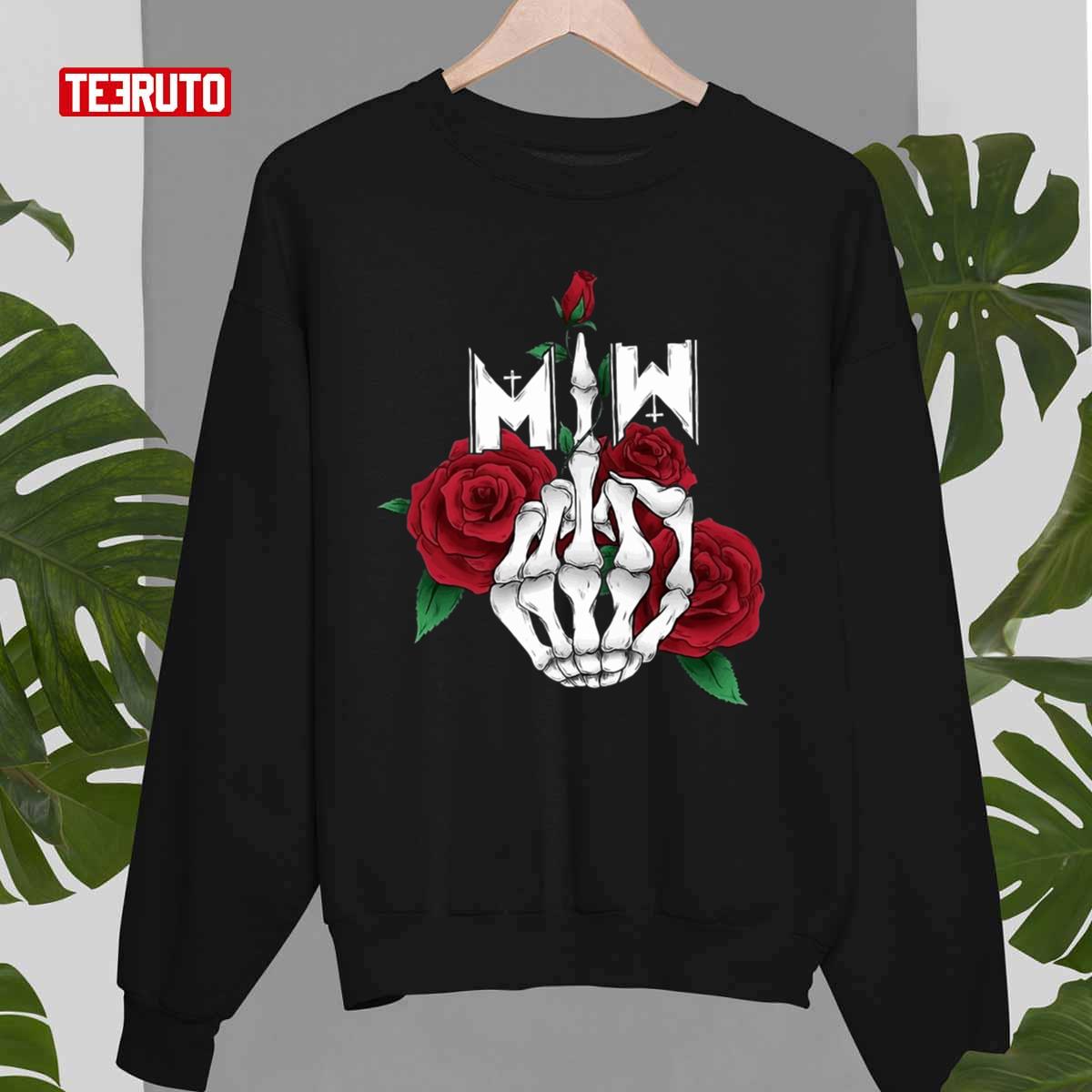 Rose Middle Finger Motionless In White Band Unisex T-Shirt - Teeruto
