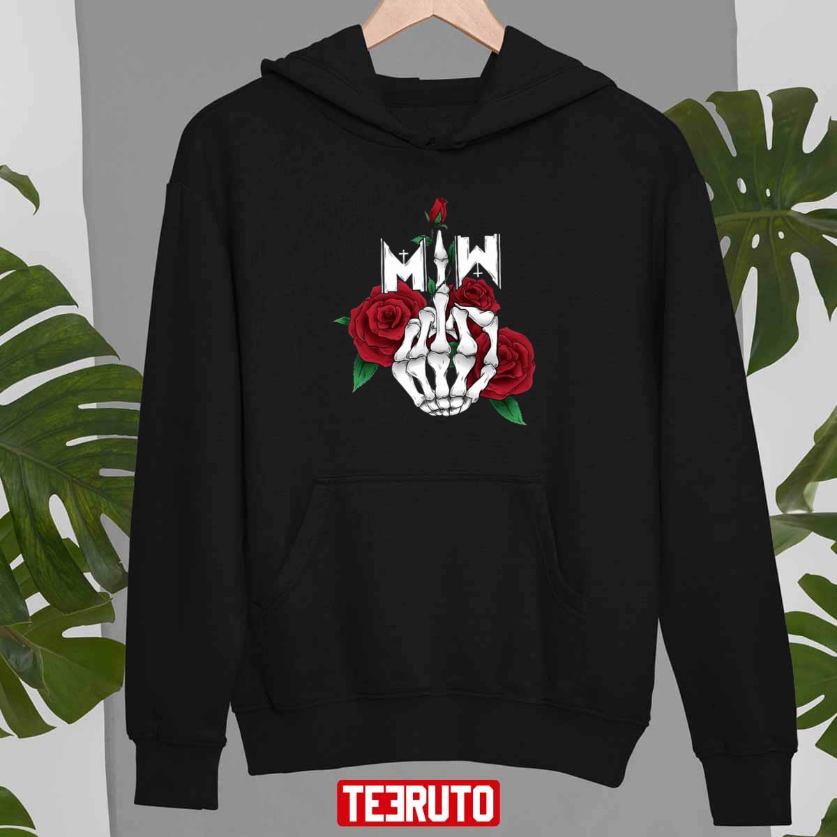 Rose Middle Finger Motionless In White Band Unisex T-Shirt - Teeruto