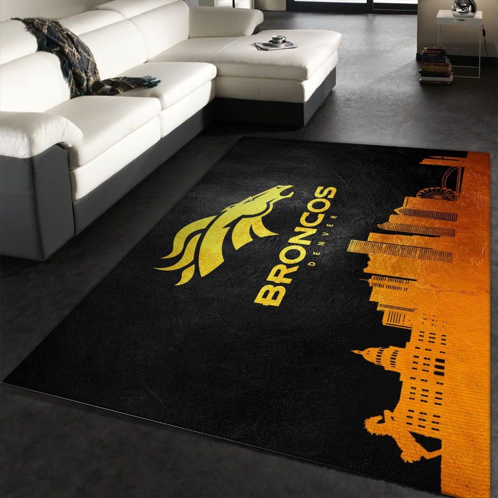 Denver Broncos Skyline NFL Team Logos Area Rug, Living room and bedroom ...