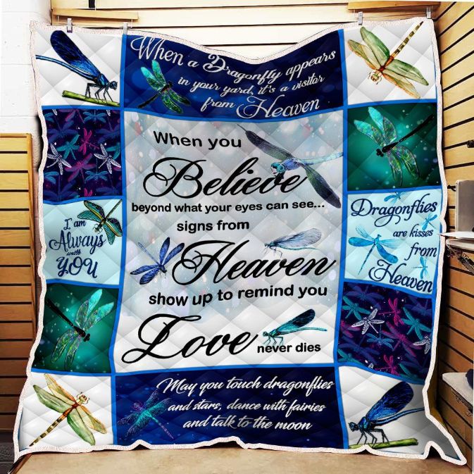 Galaxy Dragonfly Are Kisses From Heaven Quilt Blanket - Teeruto