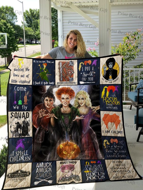 Hocus Pocus Come We Fly Poster Quilt Blanket - Teeruto