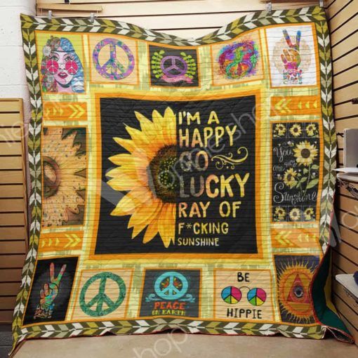 I'm A Happy Go Lucky Hippie Sunflower Quilt Blanket - Teeruto
