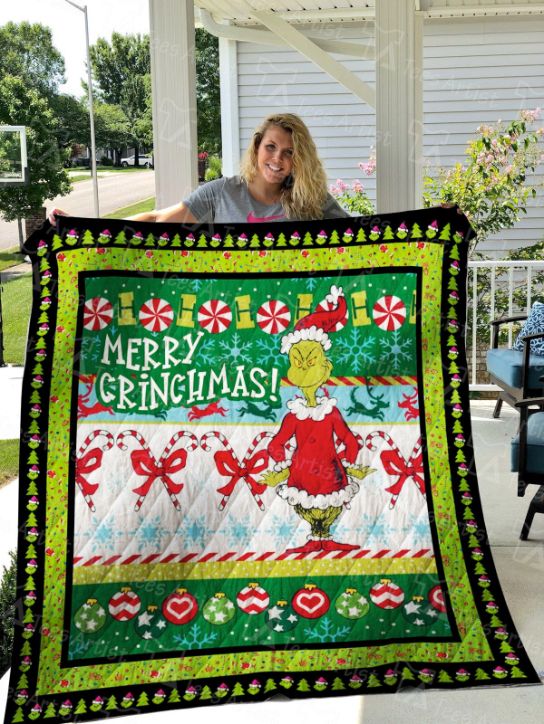 Merry Grinchmas Grinch Quilt Blanket - Teeruto