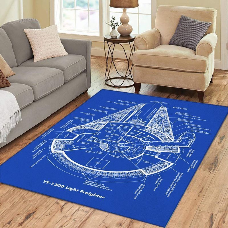 The Millenium Falcon Blueprints Rectangle Rug Carpet - Teeruto