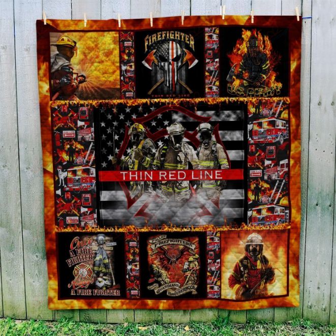 Thin Red Line Firefighter Quilt Blanket - Teeruto