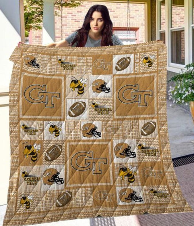 GT Team Ncaa Georgia Tech Yellow Jackets Green Quilt Blanket - Teeruto