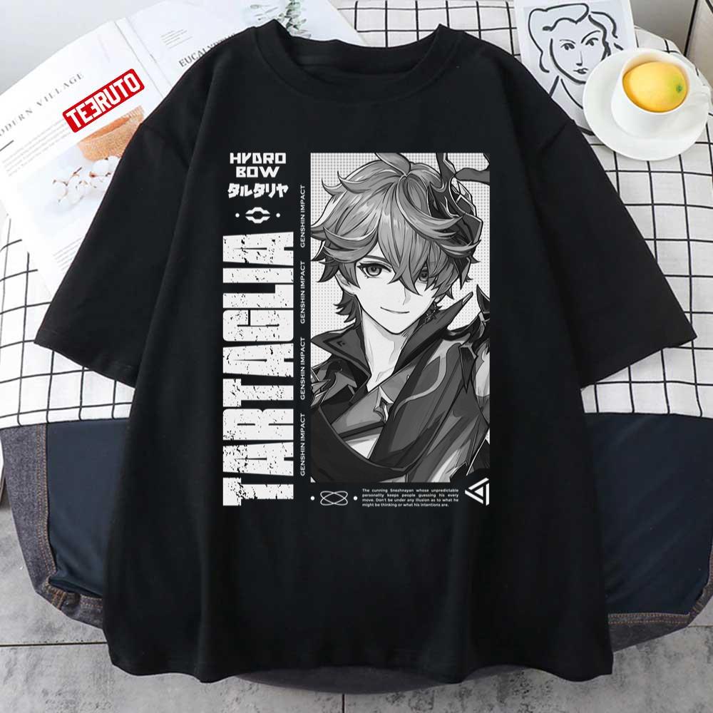 Hydro Bow Tartaglia Genshin Impact White Version Unisex T-shirt - Teeruto