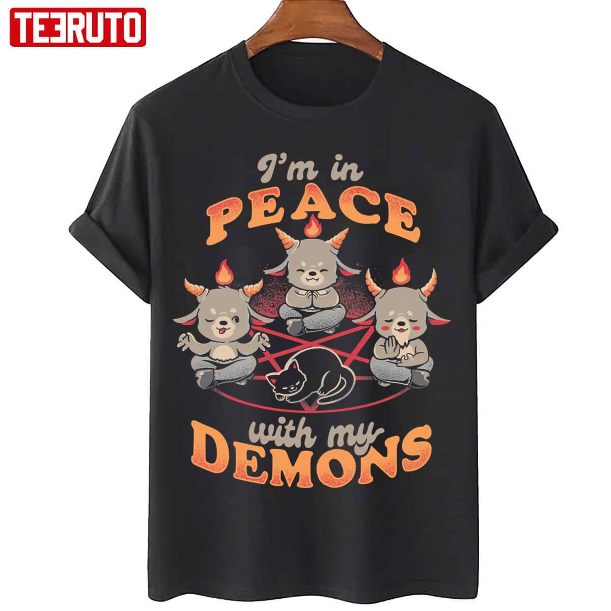 In Peace With My Demons Creepy Cute Baphomet Cats Unisex Sweatshirt ...