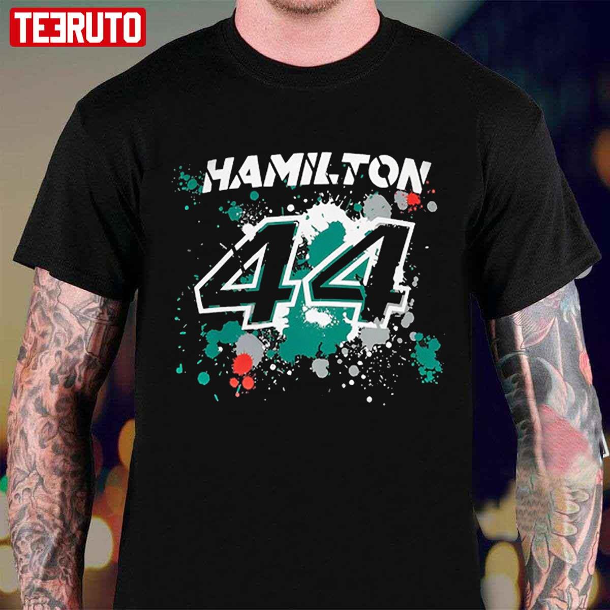 Number 44 Watercolor Lewis Hamilton Unisex T-shirt - Teeruto