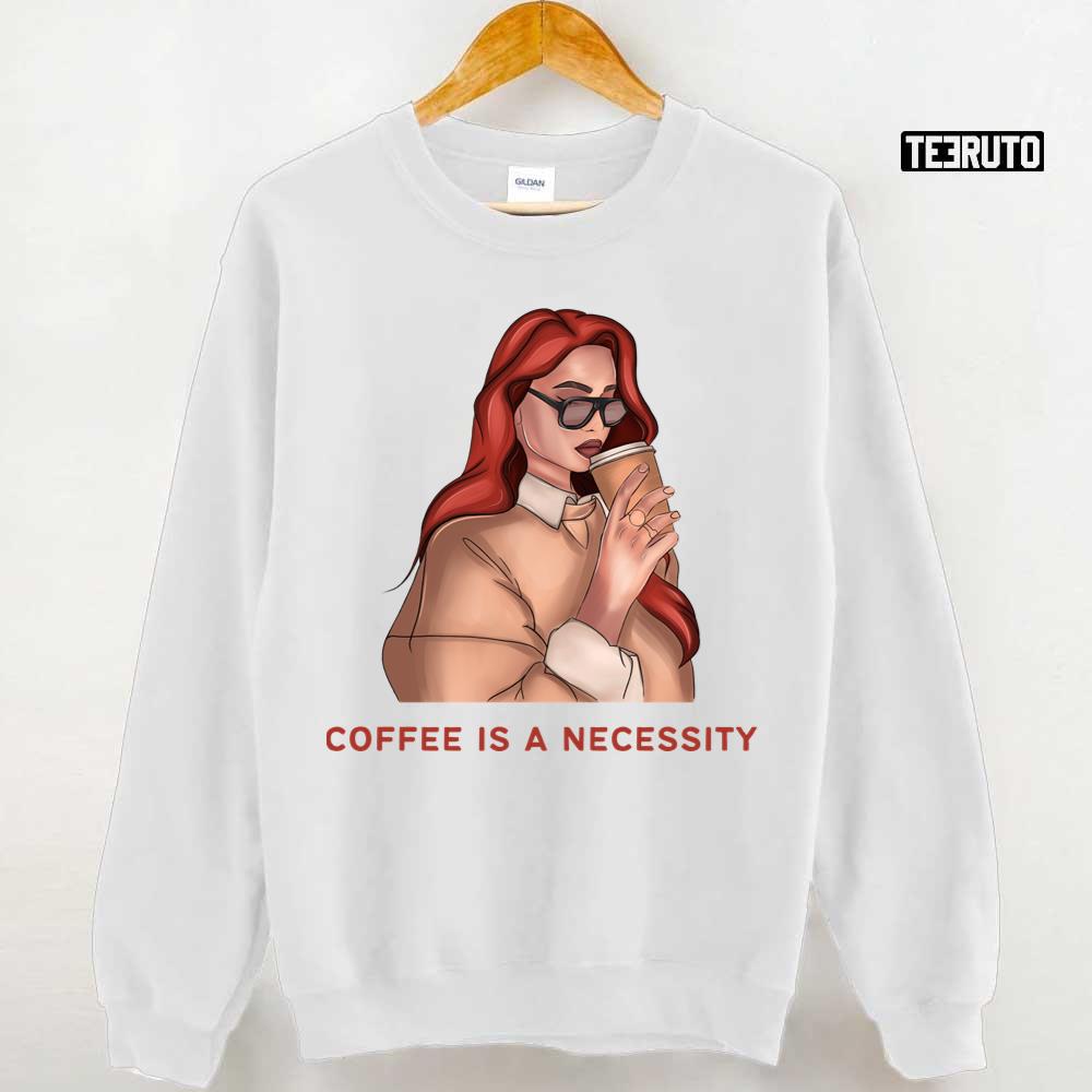 Coffee Is A Necessity Girl Art Unisex Hoodie - Teeruto