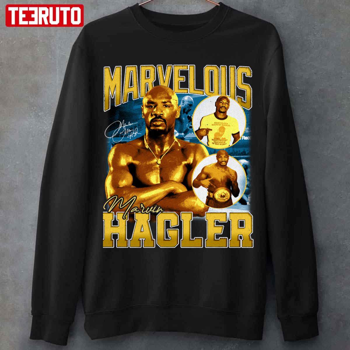 Collage Design Marvelous Marvin Hagler Boxing Legend Unisex Hoodie ...