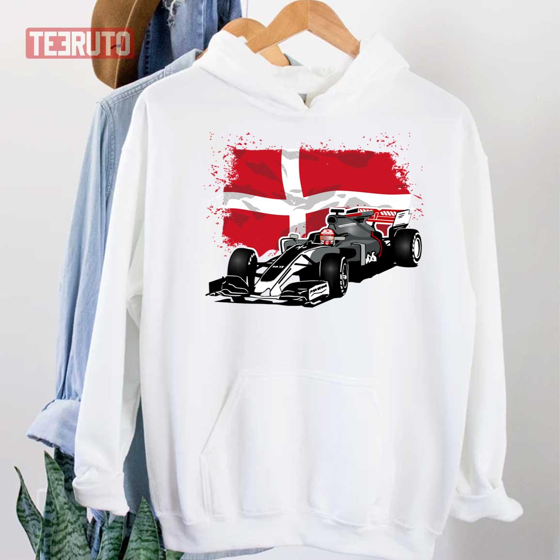 Denmark Flag Formula 1 Magnussen Haas F1 Team Unisex Hoodie - Teeruto