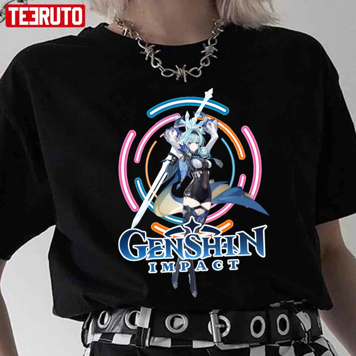 Eula Neon Design Genshin Impact Unisex T-Shirt - Teeruto