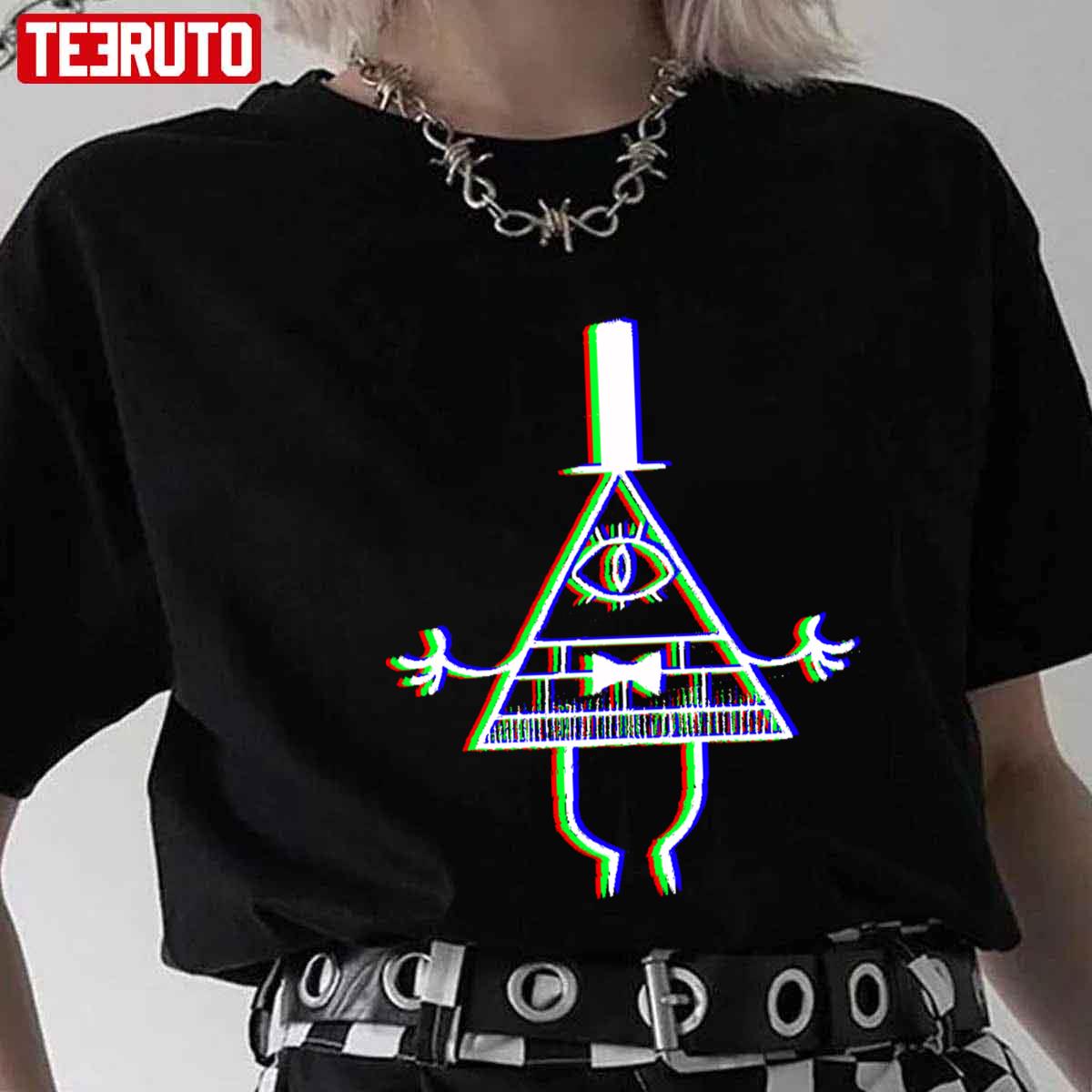 Glitch Bill Cipher Anaglyph Gravity Falls Unisex T-shirt - Teeruto