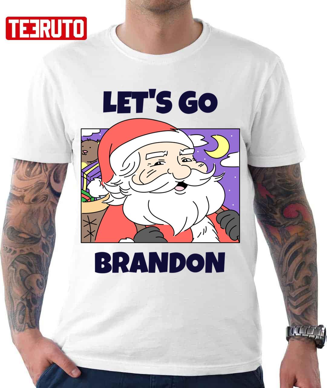 Lets Go Brandon Santa Christmas Cartoon Design Unisex Hoodie - Teeruto