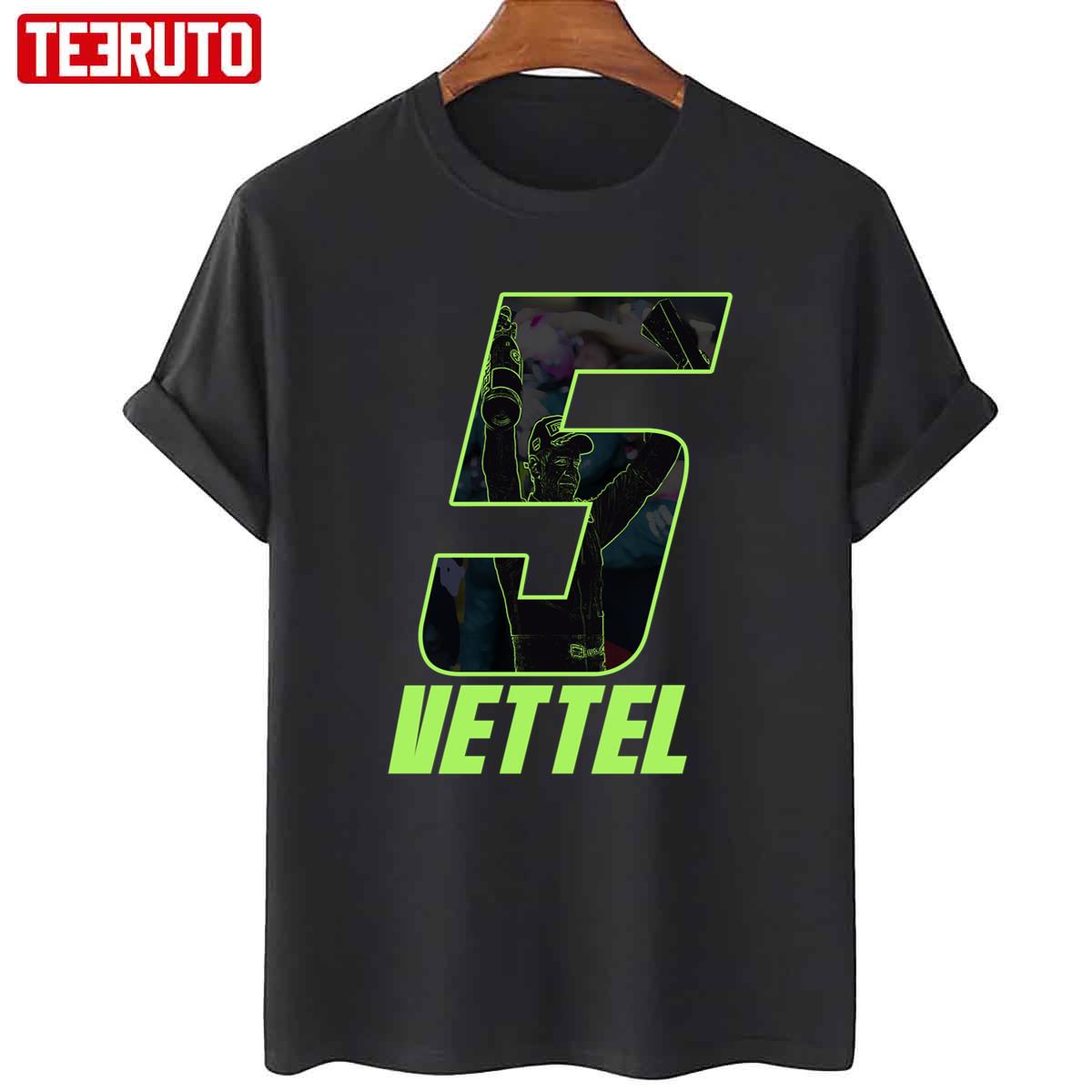Number 5 Neon Design Sebastian Vettel 2022 Unisex T-Shirt - Teeruto