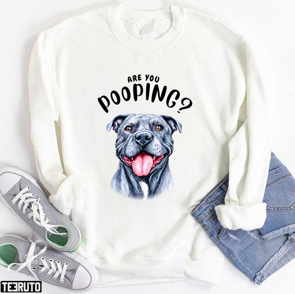 Pitbull Are You Pooping Bathroom Watercolor Unisex T-shirt - Teeruto