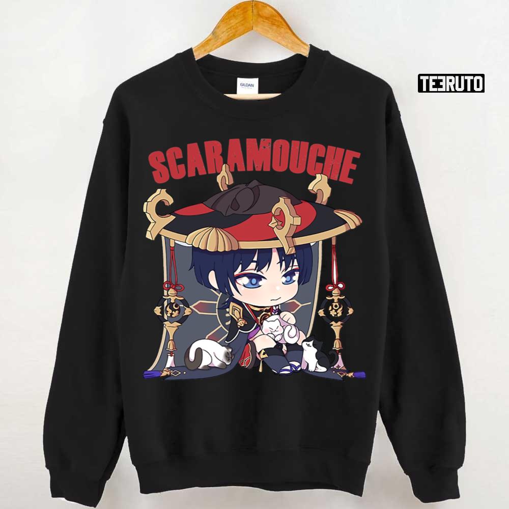 Red Typography Mignon Scaramouche Chibi Genshin Impact Unisex ...