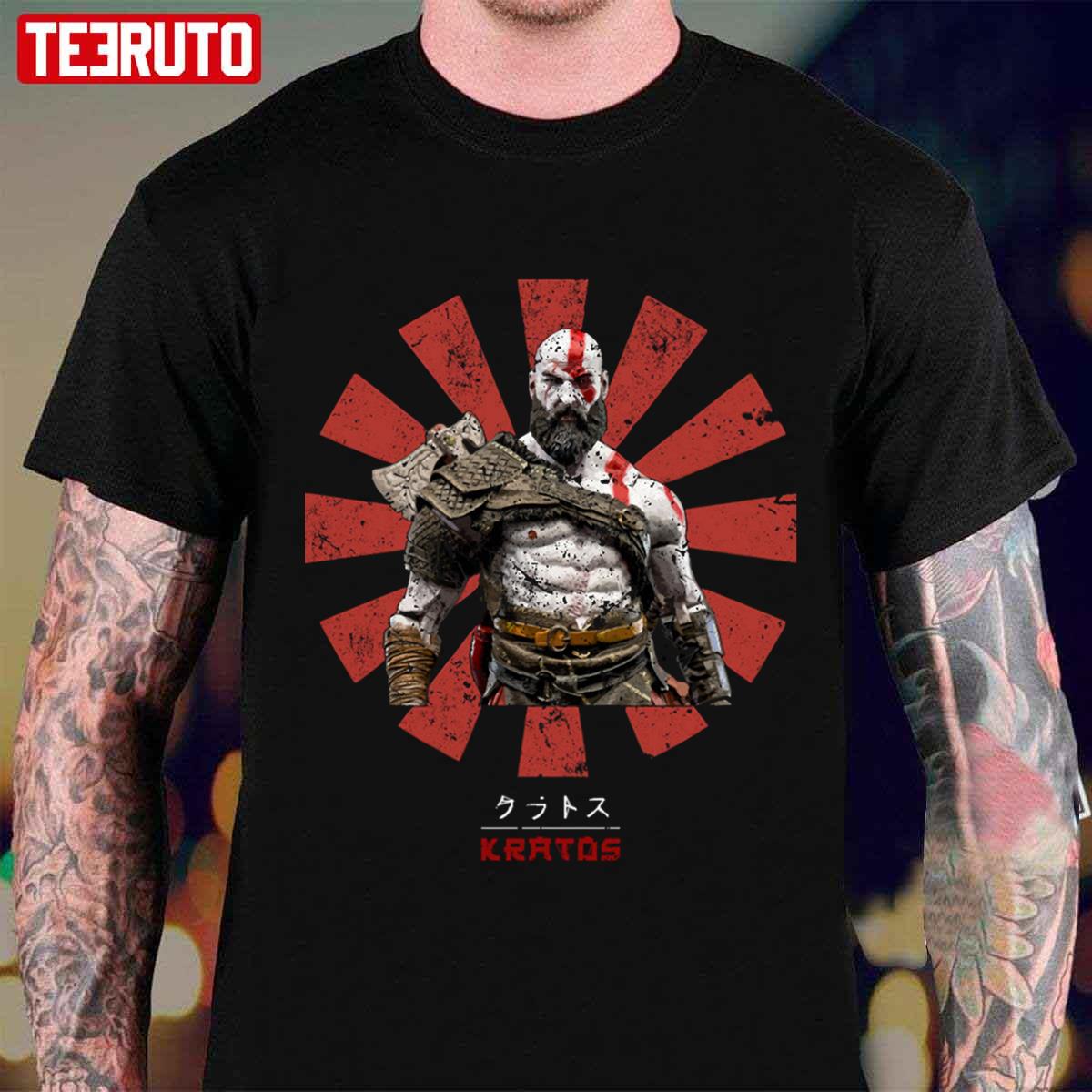 Retro Japanese Kratos God Of War Ragnarok Unisex T-shirt - Teeruto