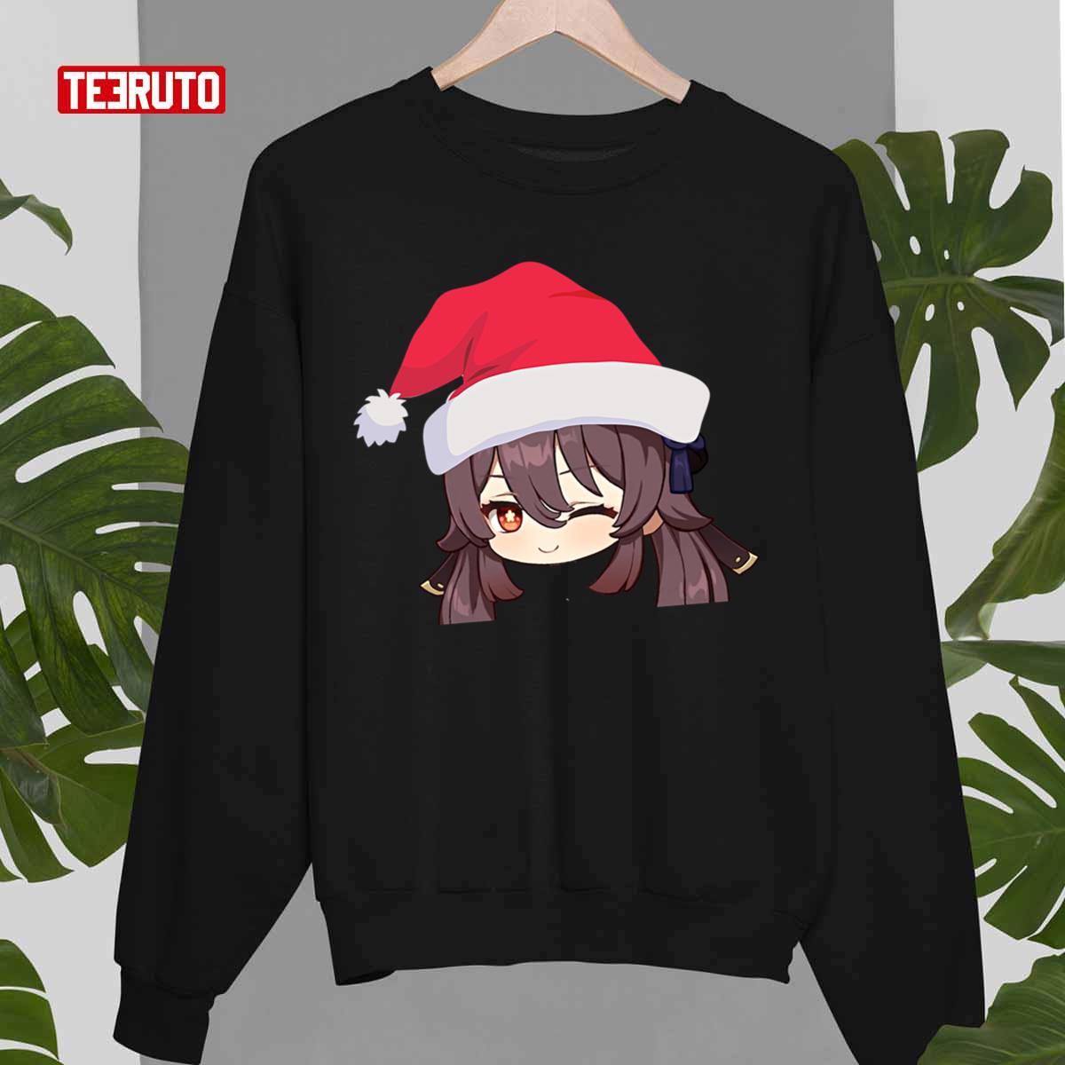 Santa Hat Hu Tao Genshin Impact Cute Christmas Chibi Unisex Sweatshirt ...