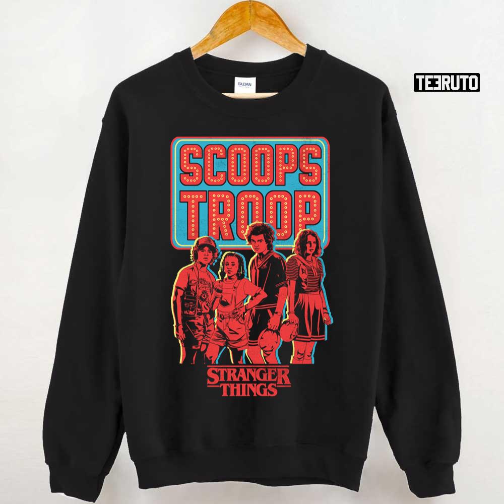 Stranger Things Scoops Troop Portrait Red Art Unisex Sweatshirt - Teeruto