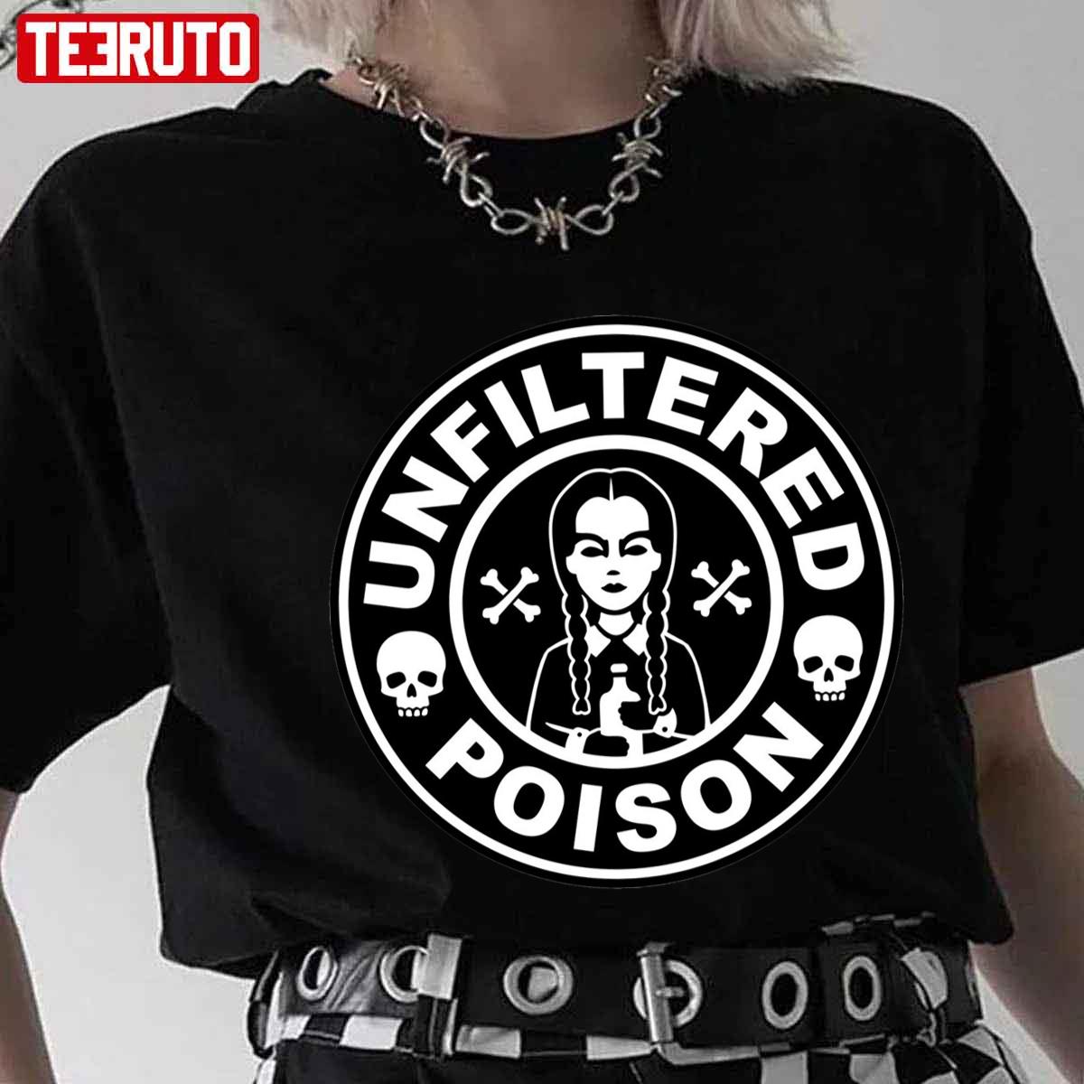 Unfiltered Poison Wednesday Addams LogoUnisex T-Shirt - Teeruto