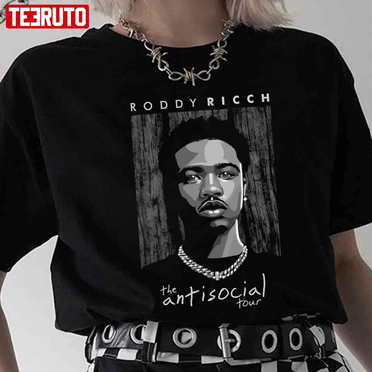 Antisocial Tours Retro Roddy Ricch Portrait Unisex T-Shirt - Teeruto