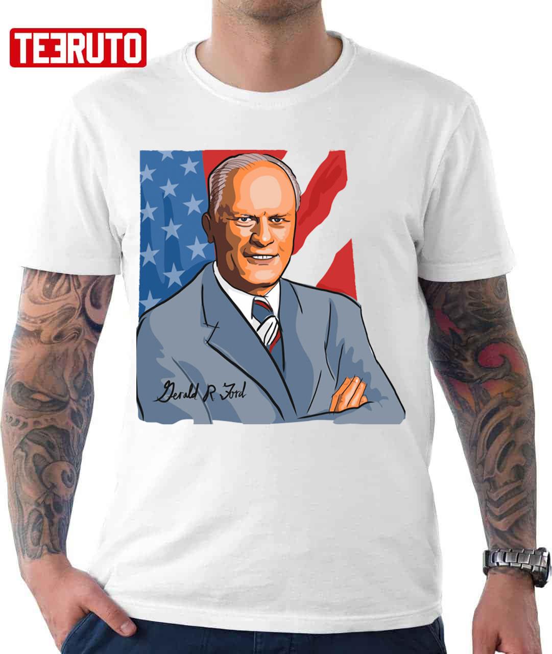 Digital Portrait Gerald Ford Unisex Hoodie - Teeruto