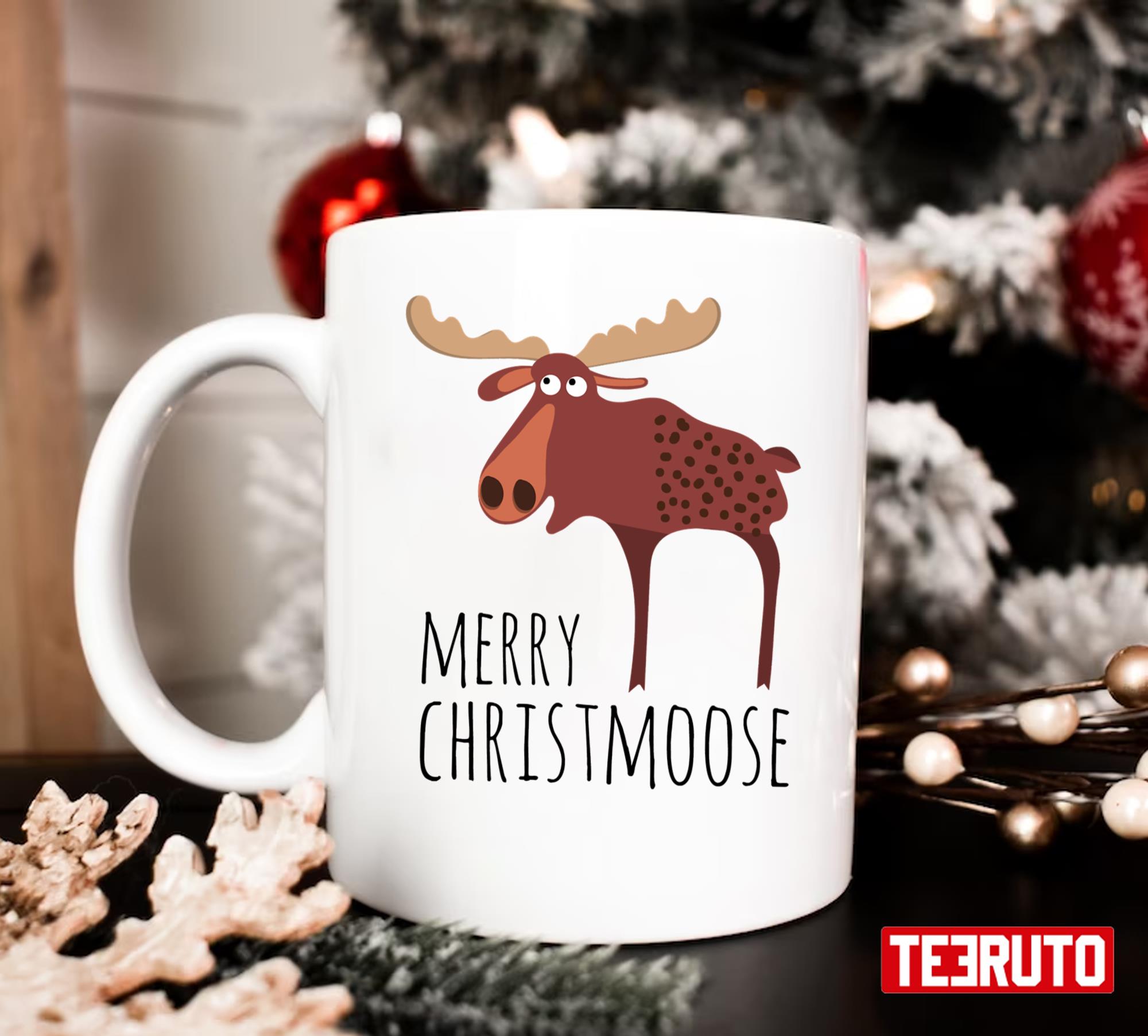 Merry Christmoose Funny Cartoon 11 oz Ceramic - Teeruto