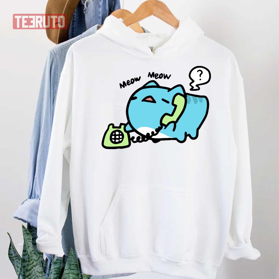 Telephone Meow Cat Meow Bugcat Capoo Long Unisex Hoodie - Teeruto