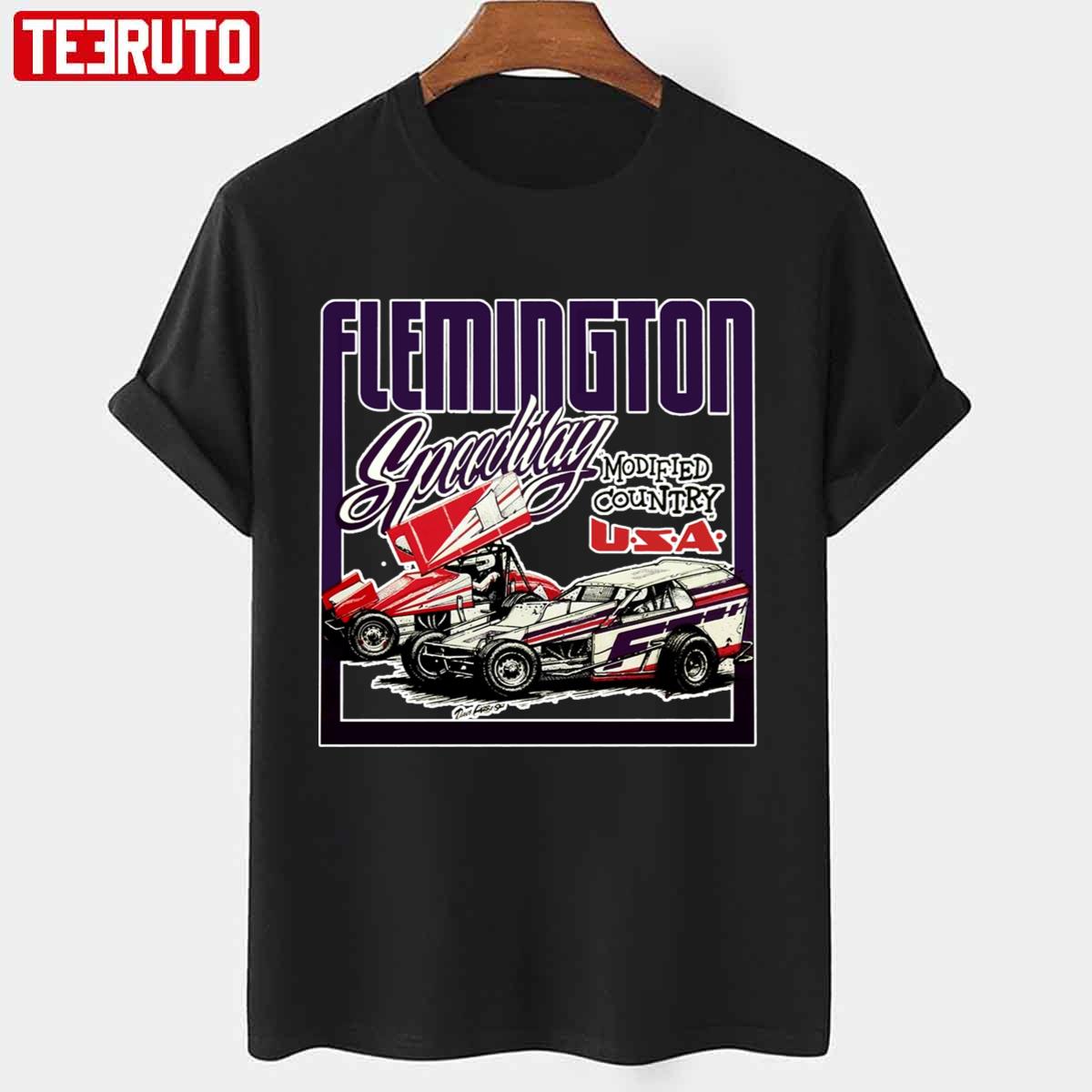 Flemington Speedway Retro Modified Country Usa Design Unisex T-Shirt ...