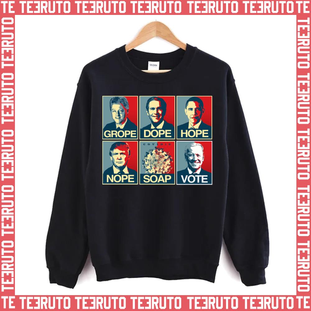 Grope Dope Hope Nope Soap Vote Biden Unisex T-Shirt - Teeruto